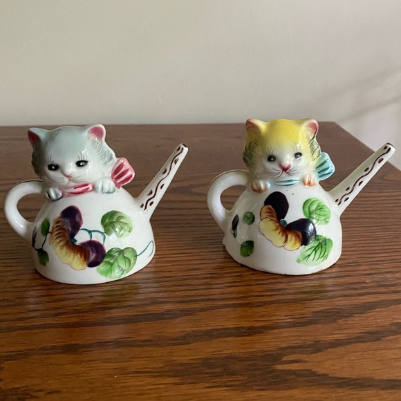 Dining | Vintage Norcrest Japan Miyao Cat Kitten In Pansy Watering Can ...